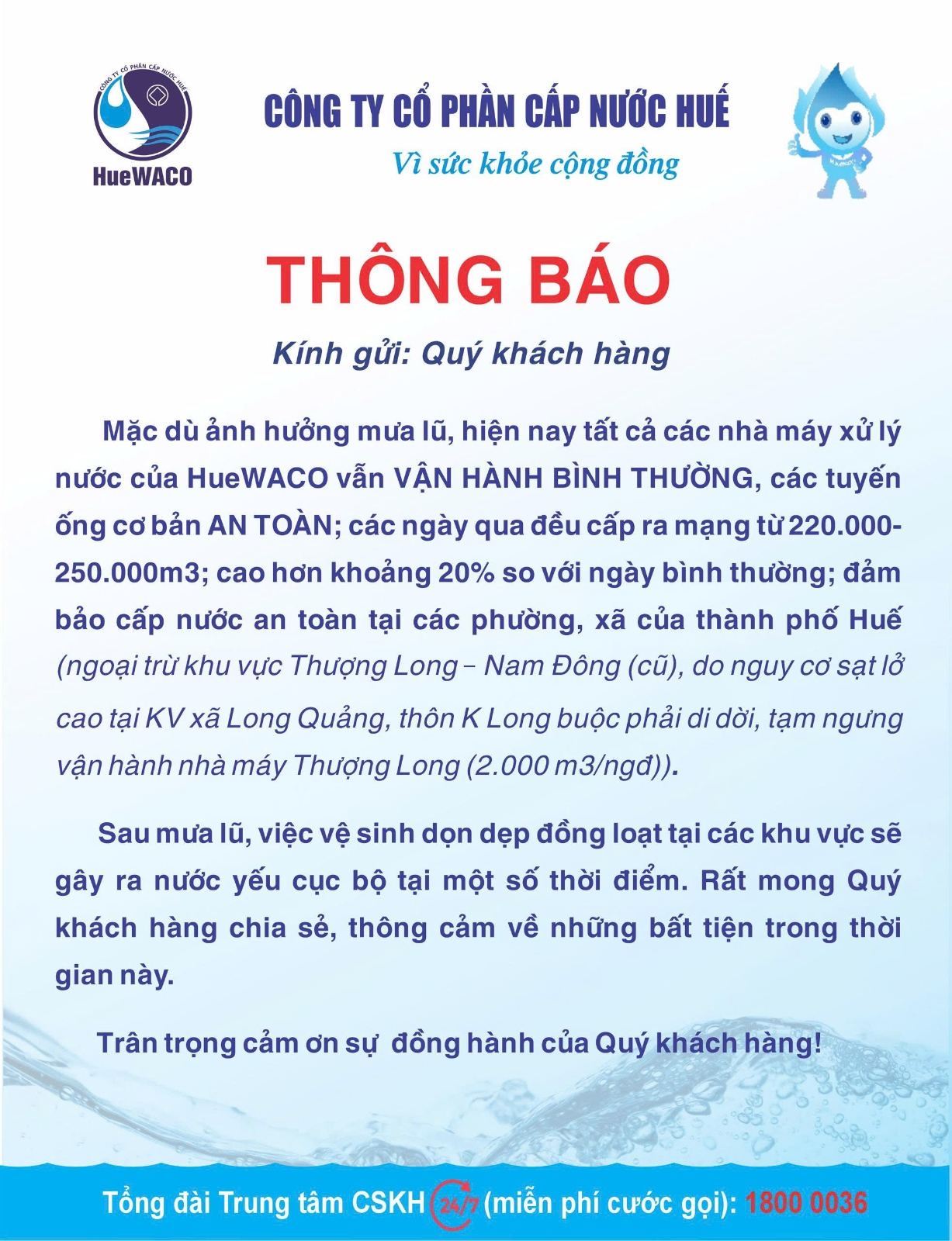 HueWACO - Công ty Cổ phần cấp nước Huế
